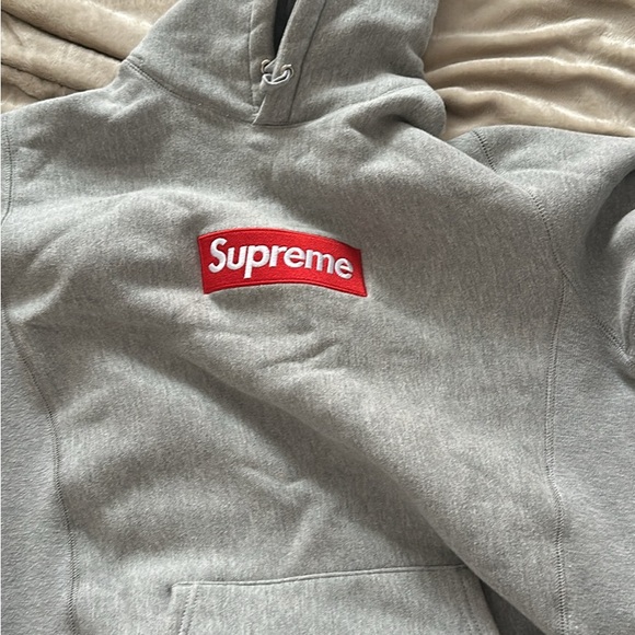 Supreme | Other | Supreme Gray Hoodie With Red Logo | Poshmark